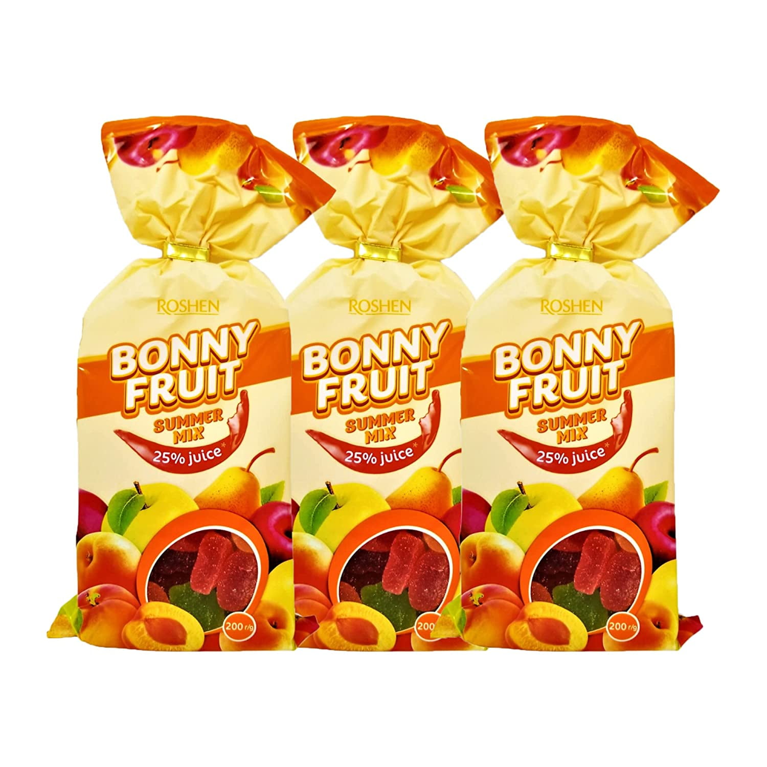 Roshen Bonny Fruit Summer Mix Gummy Candy, 25% Fruit Juice, Kosher ...