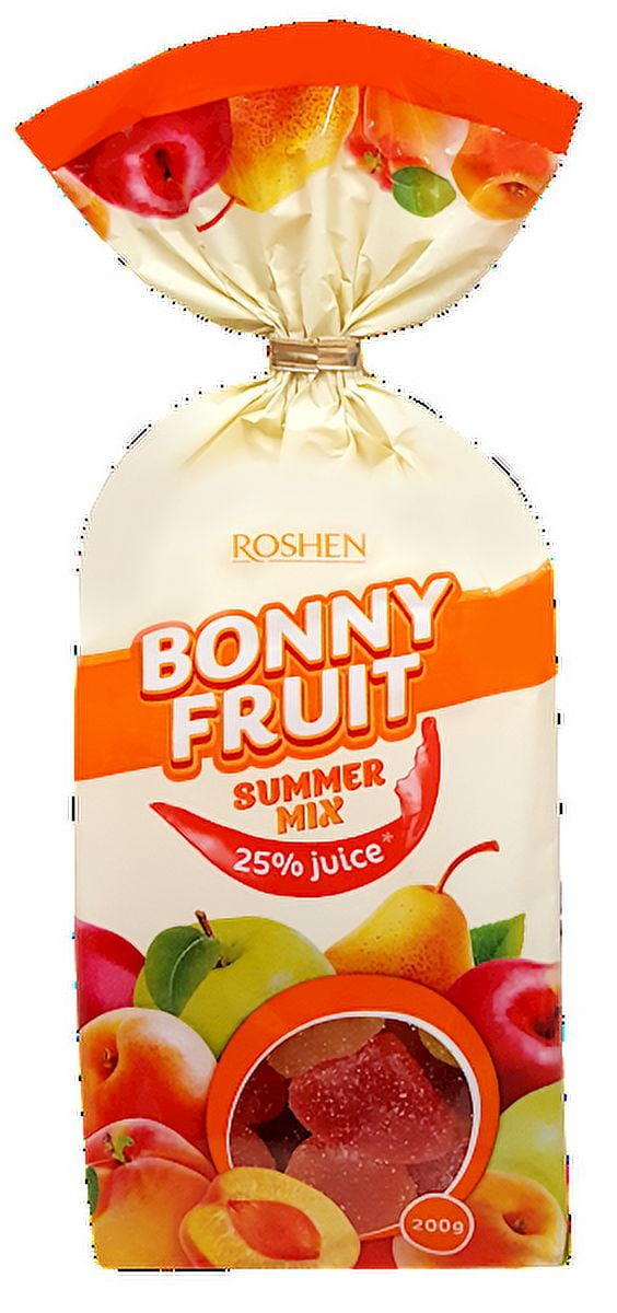 Roshen Bonny Fruit Summer Mix Gummy Candy, Made with 25% Fruit Juice, Kosher, Halal 200grams ...