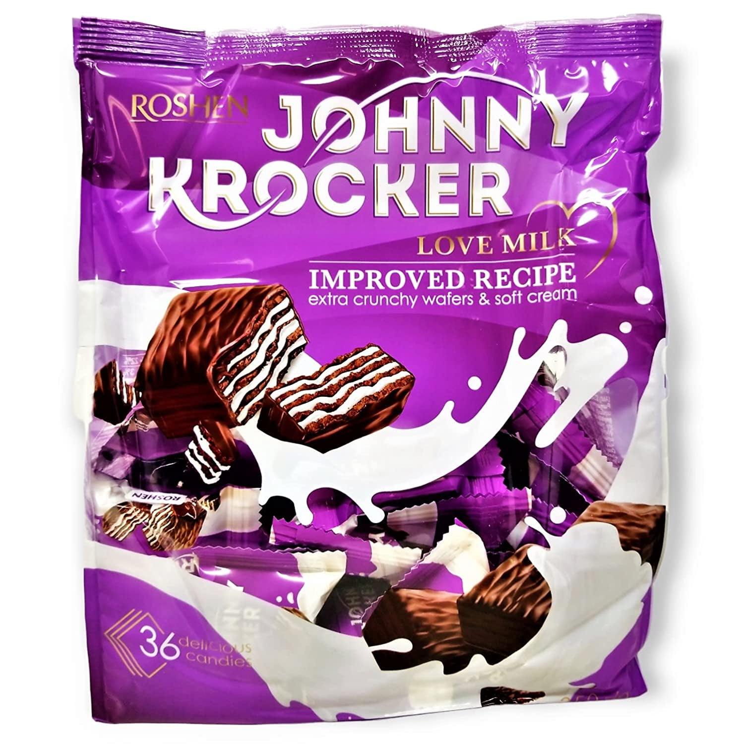 Roshen Chocolate Covered Wafer Candy Johnny Krocker with Milk-Cream ...