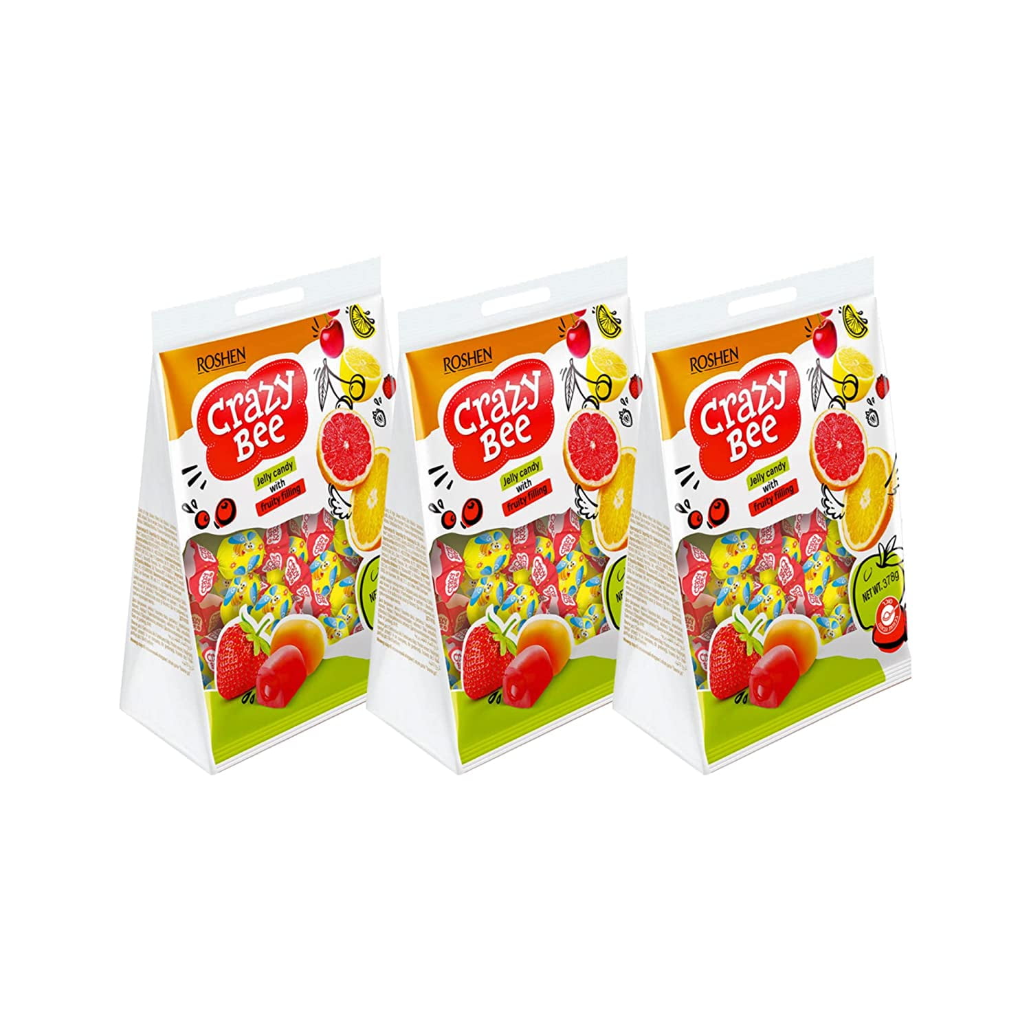 Roshen Crazy Bee Jelly Candy with Fruity Filling, Made with 6 Fruit ...