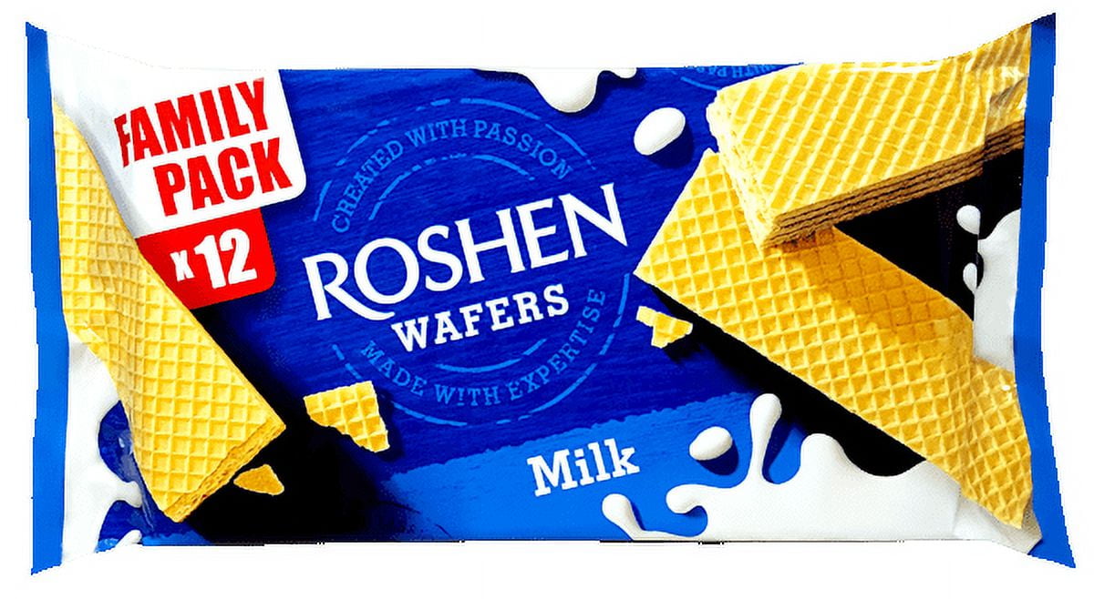 Roshen Crispy Flavorful Wafer with Milk-Cream Filling, Kosher, Halal, 7 ...