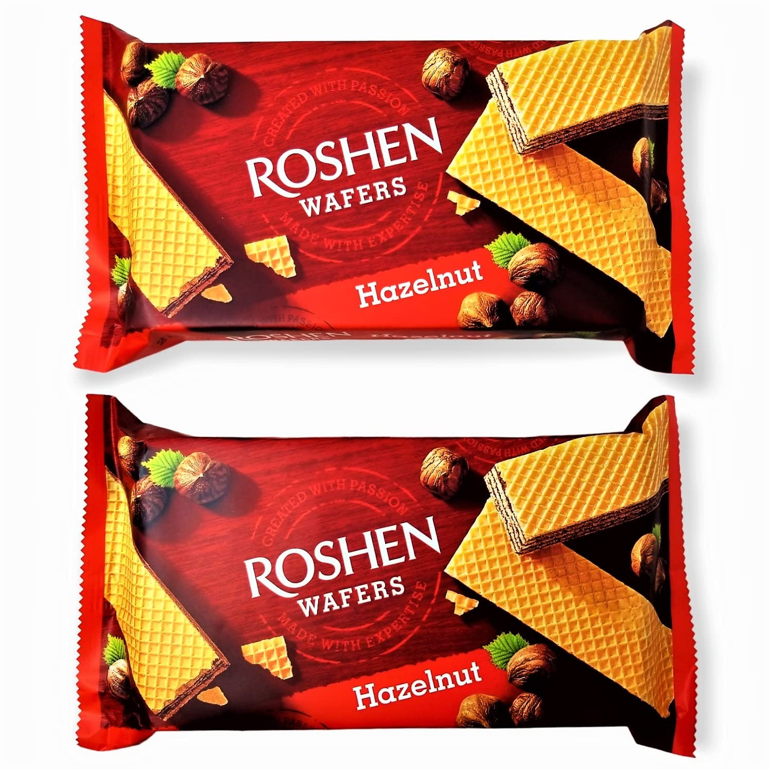 Roshen Crispy Flavorful Wafers with Hazelnut Filling, Kosher, Halal, 7 ...
