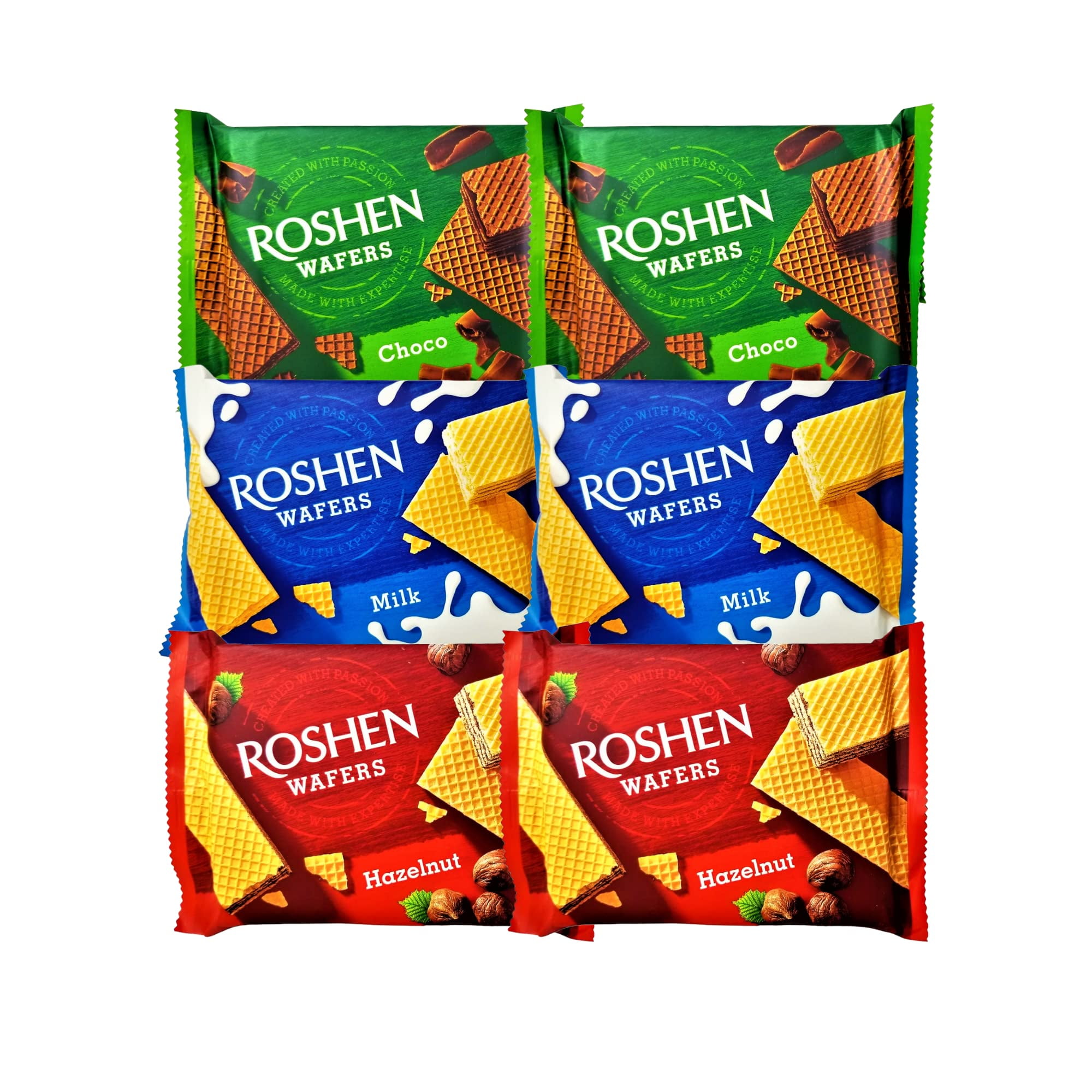 Roshen Crispy Wafers Flavors of Cocoa, Hazelnut, Milk with Creamy ...