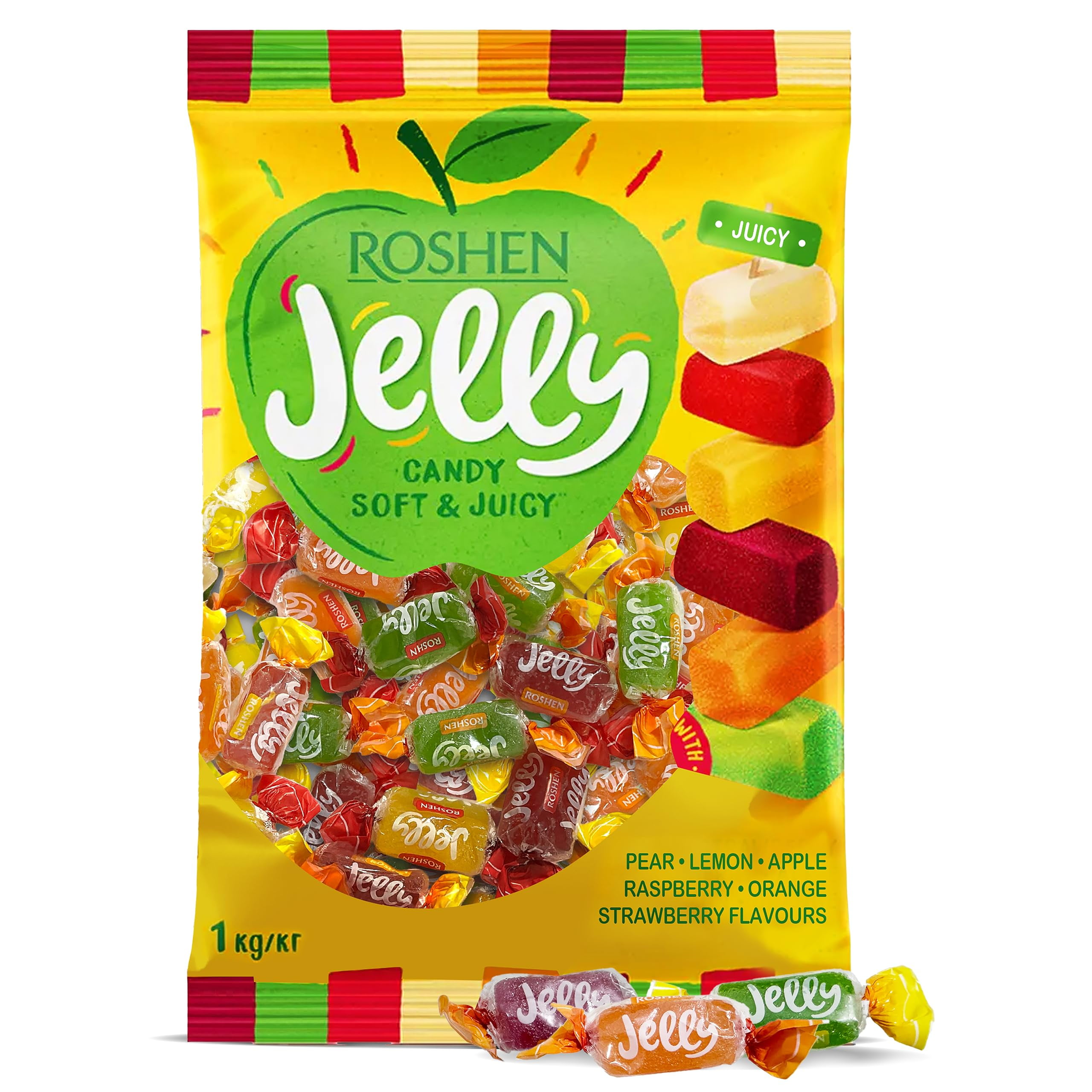 Roshen Jelly Candy, Mixed BCF26 Fruit, 2.2 lb Jellies with Crystalline ...