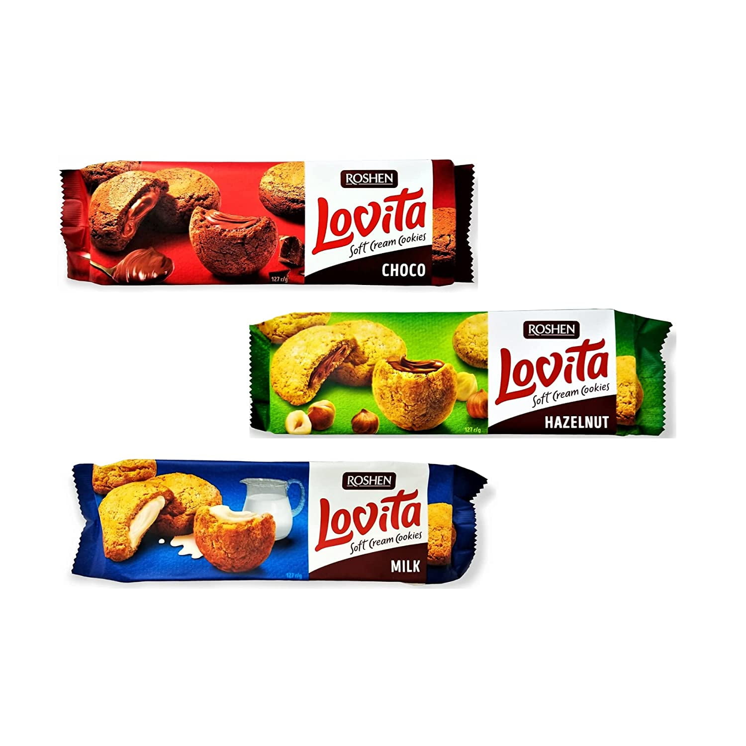 Roshen “Lovita” Butter Cookies with Flavorful Filling, 4.6 oz/127 grams ...