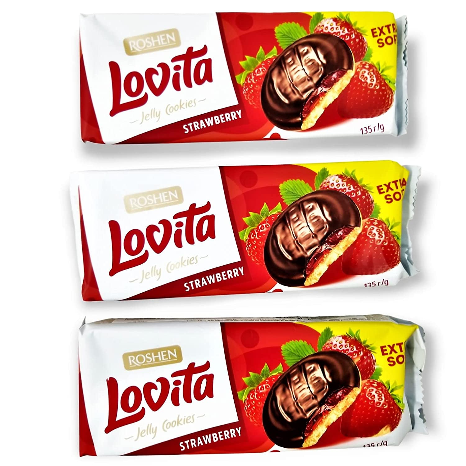 Roshen “Lovita” Jelly Cookies, Biscuits with Strawberry Flavored Jelly ...