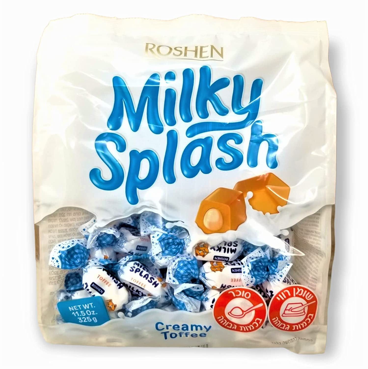 Roshen Milky Splash, Caramel Creamy Toffee with Milk Filling, Kosher ...