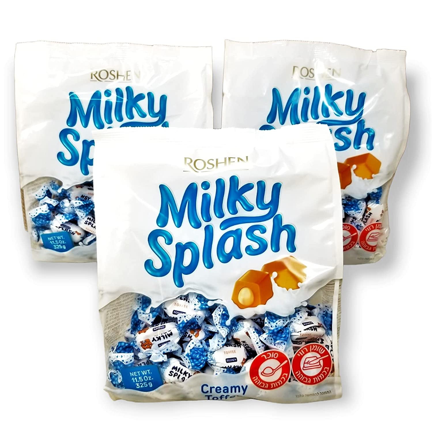 Roshen Milky Splash, Caramel Creamy Toffee with Milk Filling, Kosher ...
