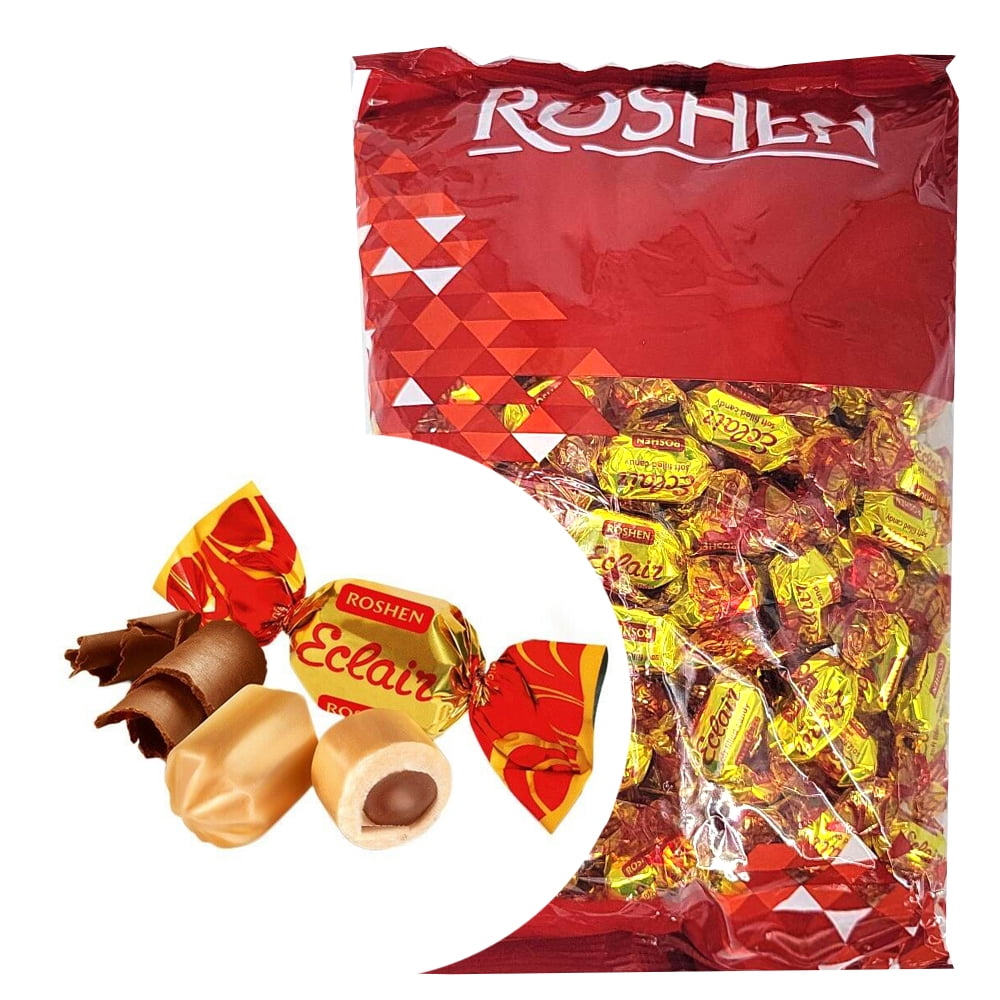 Roshen Soft Caramel Candy with Chocolate Filling "Eclair" 1kg / 2.2lb ...