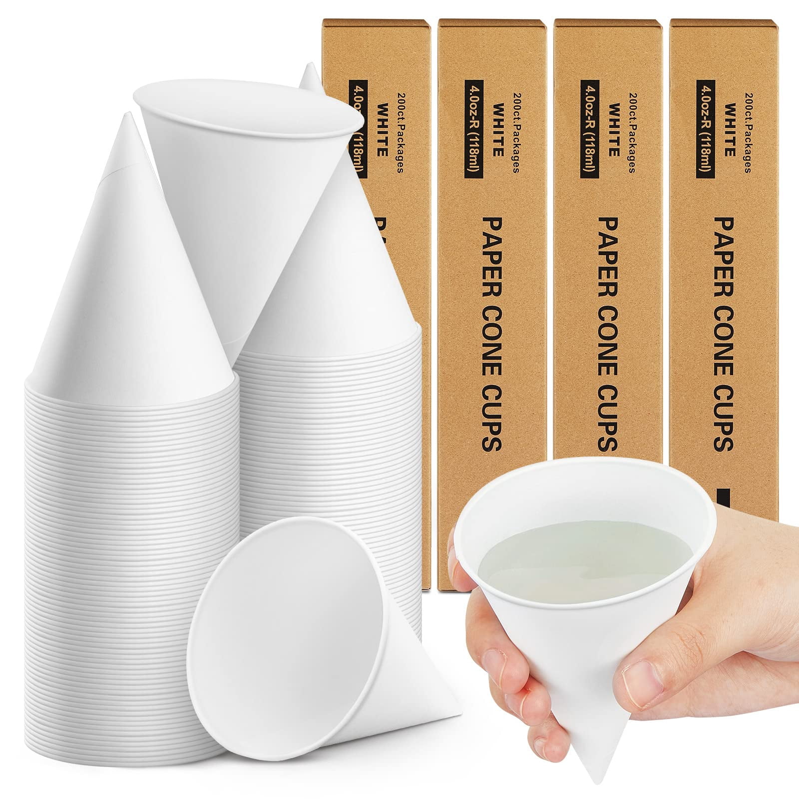 Roshtia 800 Pcs Paper AIF9 Cone Cups Thicken Disposable Paper Shaved ...