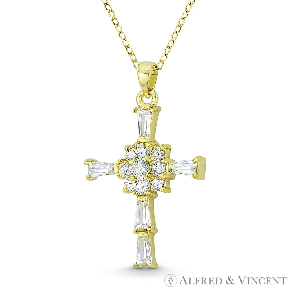 Rosicrucian Rose Cross CZ Crystal Pave Christian Pendant & Chain ...