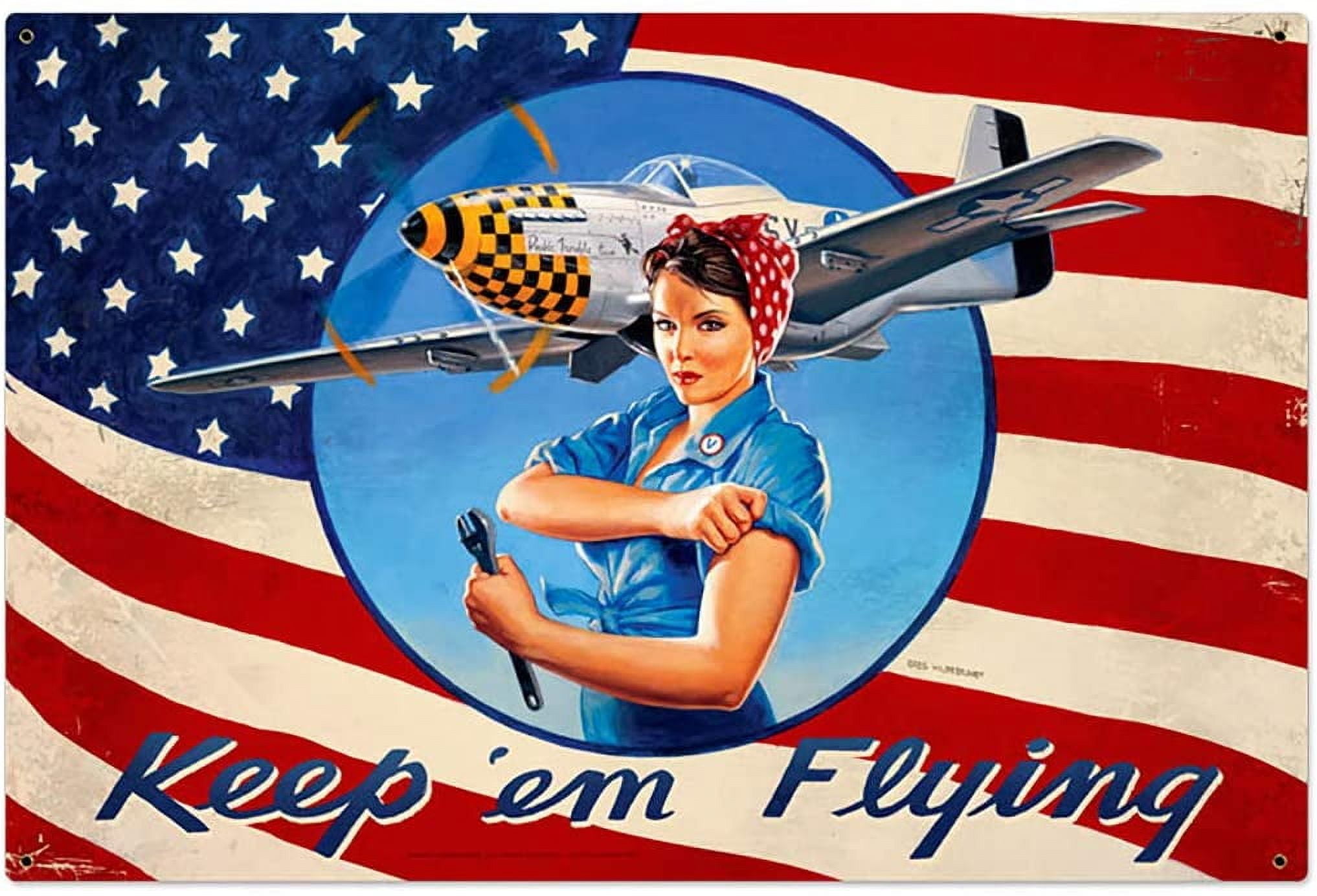 Rosie Riveter Keep Em Flying Patriotic Wwii Tin Signs Vintage Decor For ...