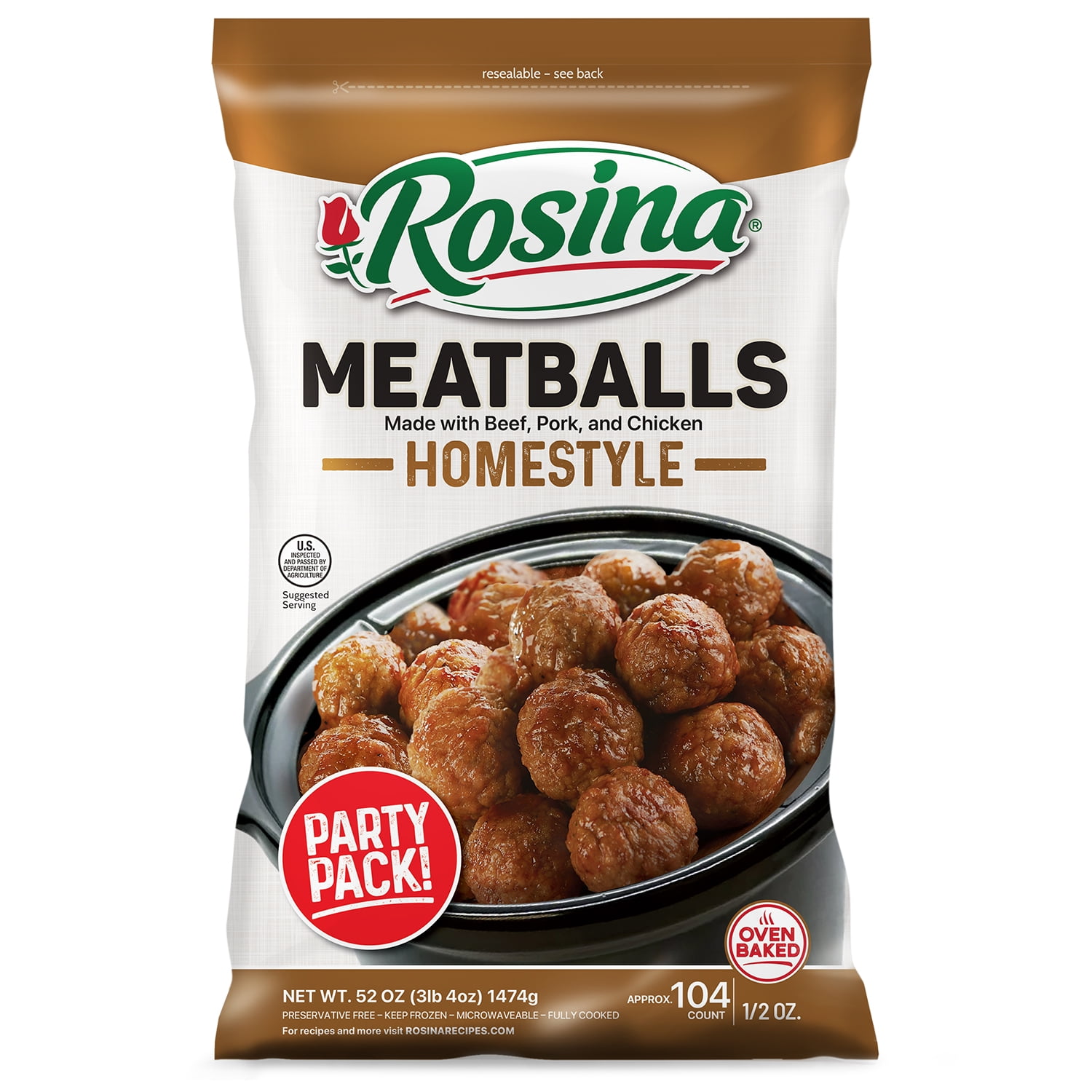 Rosina Homestyle Style Meatballs, 52 oz Bag (Frozen) - Walmart Business ...