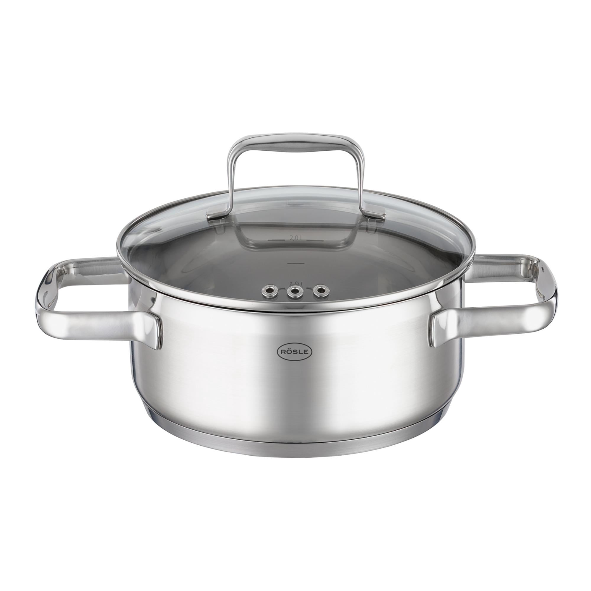 Rosle Charm Series Low Casserole Pot with Tempered Glass Lid 2.9Quart ...