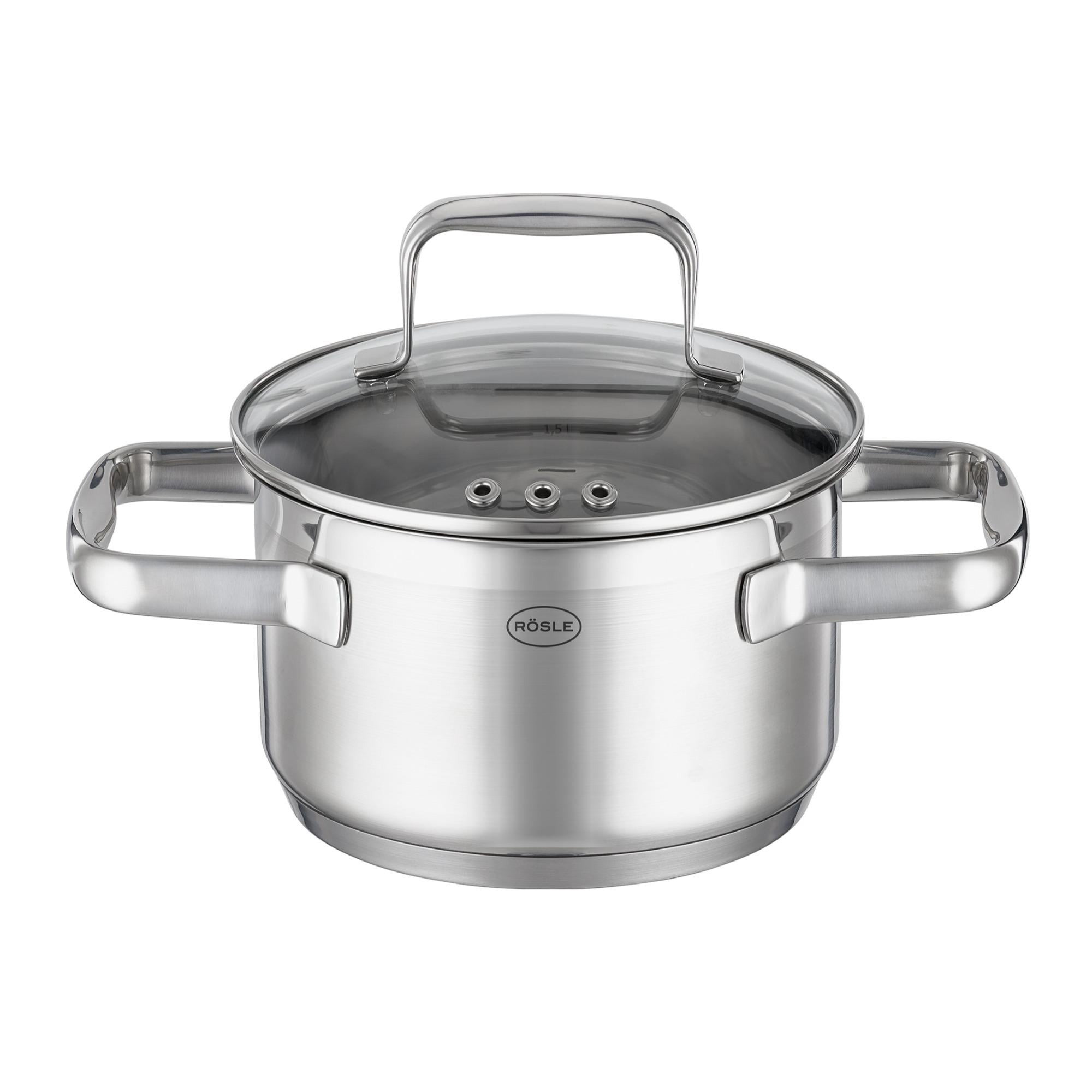 Rosle "Charm" Series Stainless Steel High Casserole Pot with Tempered ...