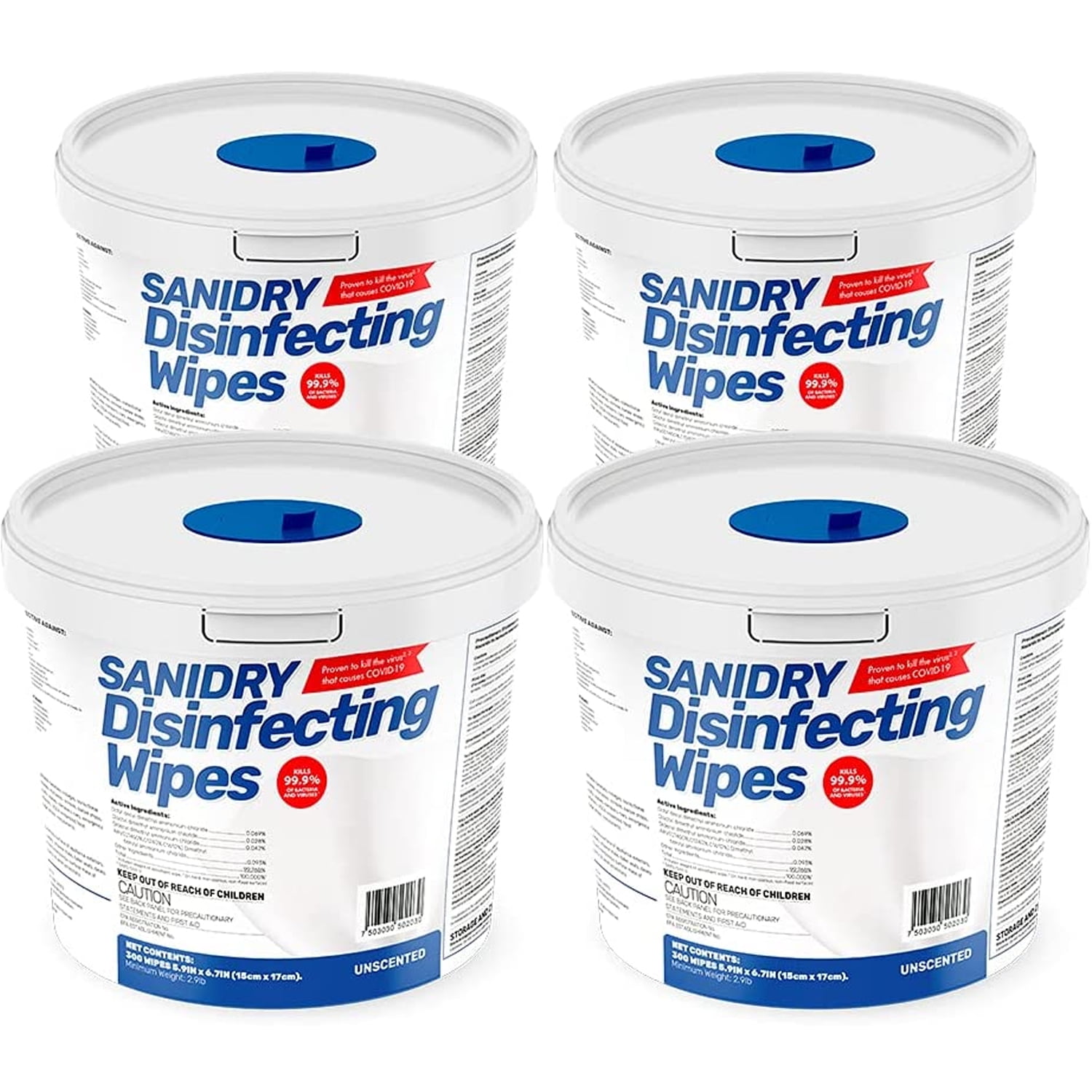 Rosmar Sanidry Disinfectant Wipes, 300ct - 4 Pack, EPA Registered ...