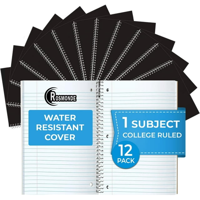Rosmonde 1 Subject Spiral Notebook, 12 Pack, College Ruled, Water ...