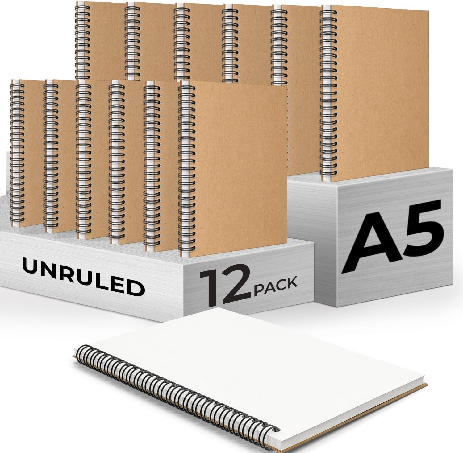 Rosmonde 12 Pack Blank Spiral Notebook, 5.8 x 8.3", 120 Pages (60 ...