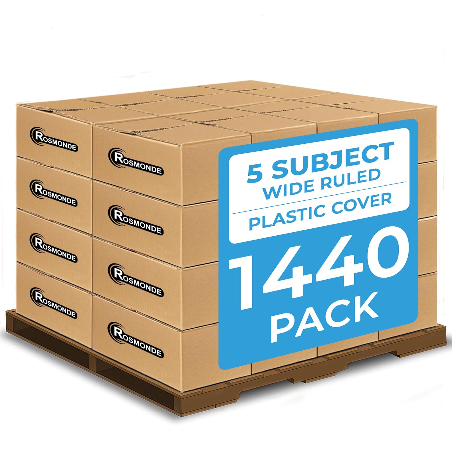 Rosmonde 1440 Packs (Pallet) 5 Subject Notebooks, Spiral Notebook Bulk ...