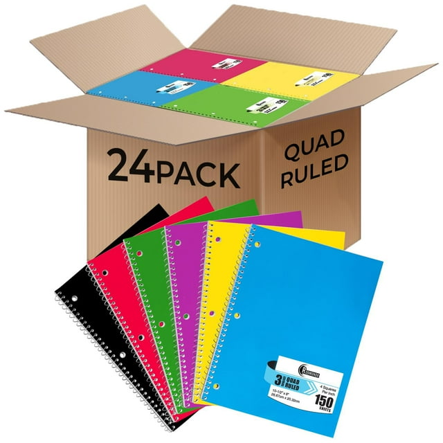 Rosmonde 24 Pack, 3 Subject Spiral Notebooks Graph Ruled, 300 Pages ...