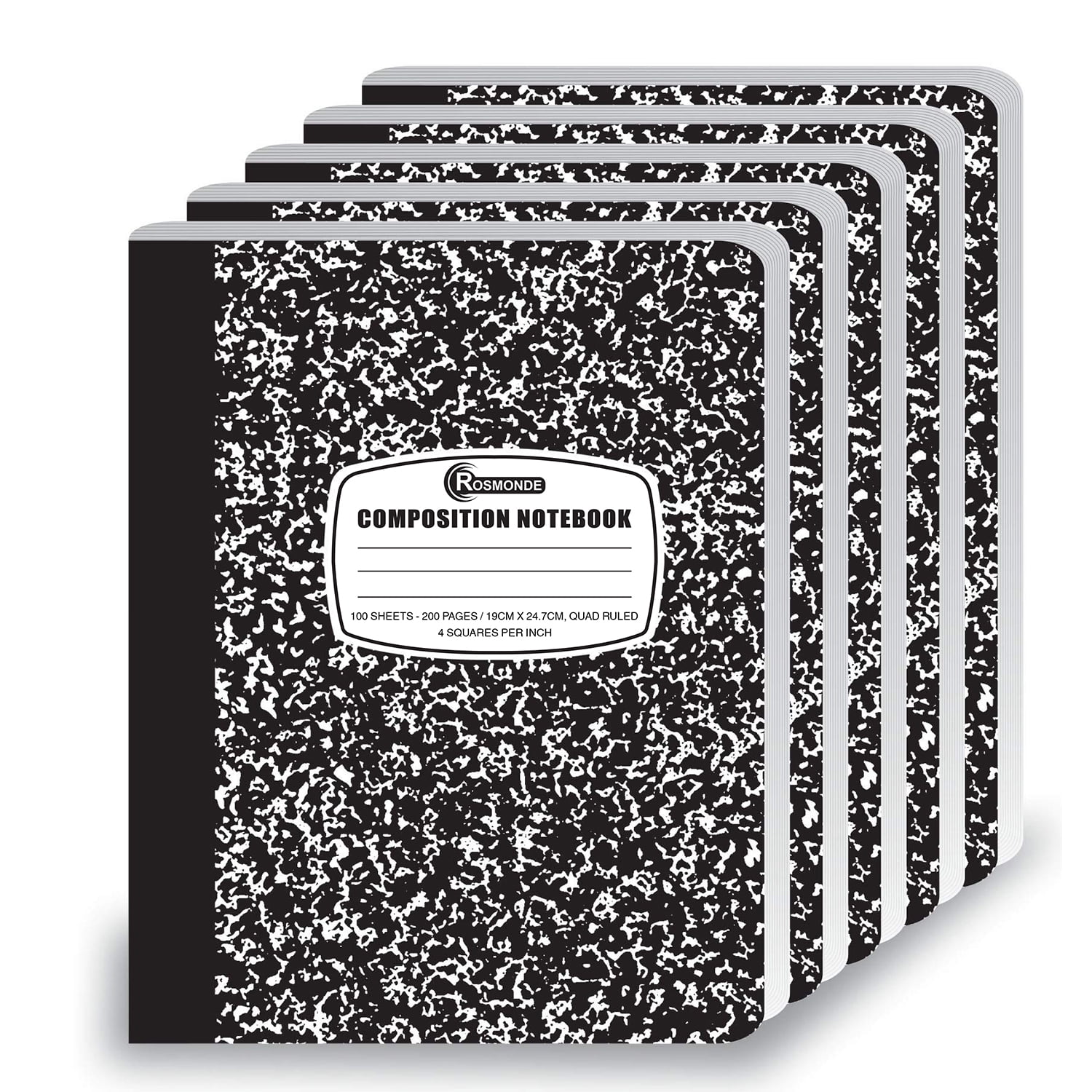 Rosmonde Graph Paper Composition Notebook 5 Pack 200 Pages 100