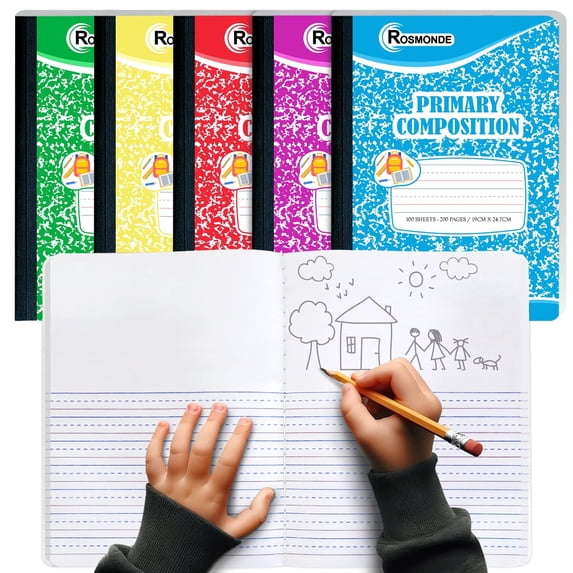Rosmonde Primary Composition Notebooks 5 Pack, 200 Pages (100 Sheets ...