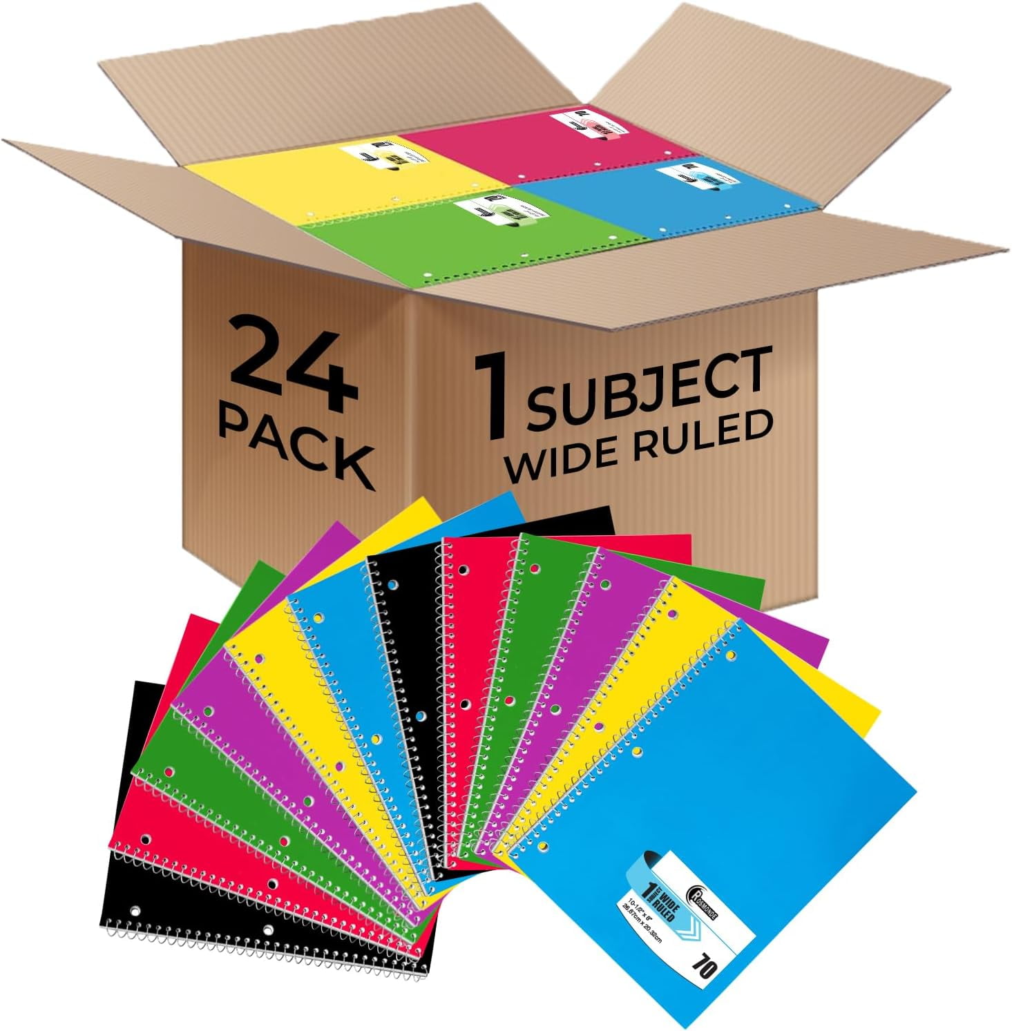 Rosmonde Spiral Notebooks, 24 Pack, 1 Subject Notebook, Wide Ruled, 70 ...
