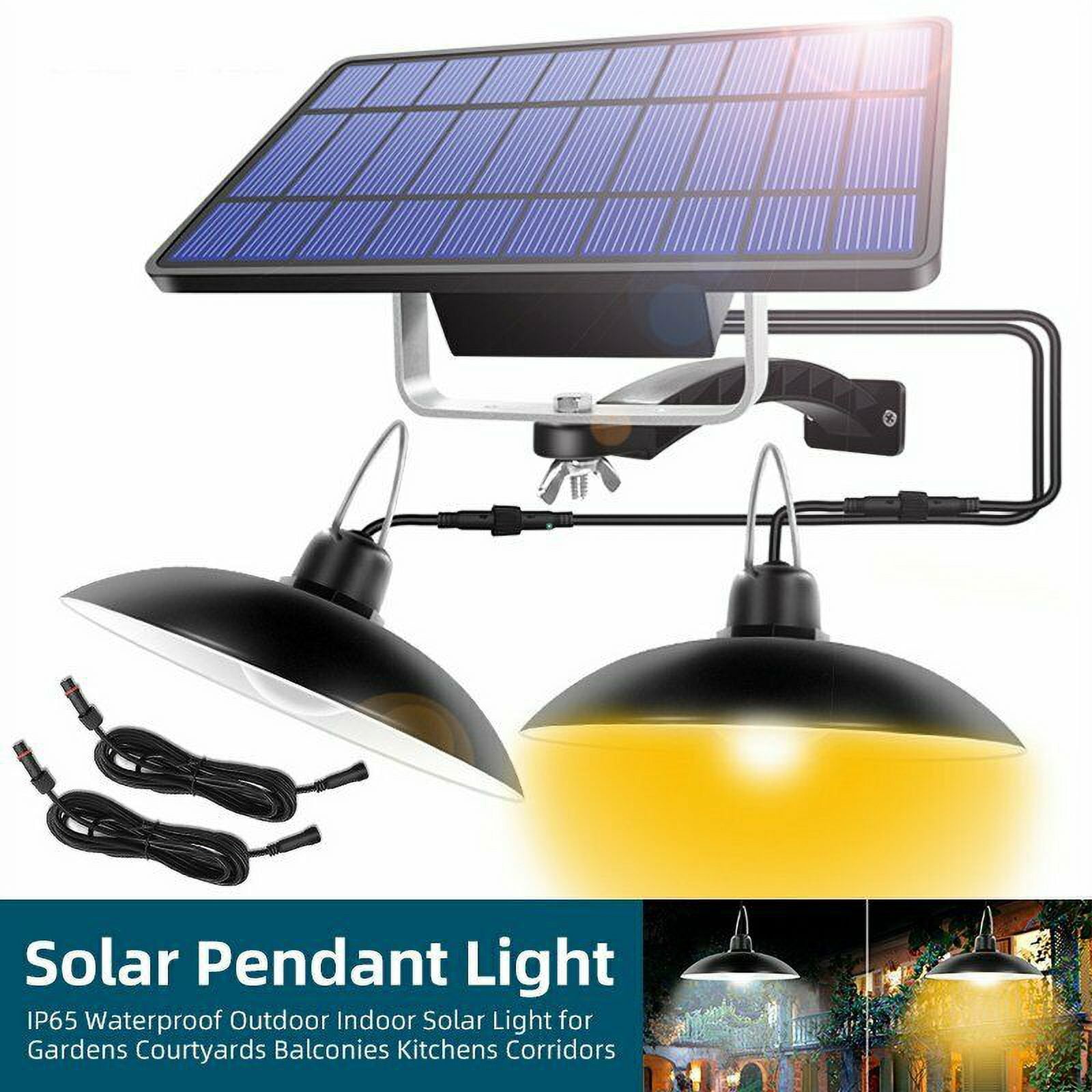 Rosnek 1/2/3/4 Head Retro Solar Pendant Light, Outdoor Indoor Hanging ...