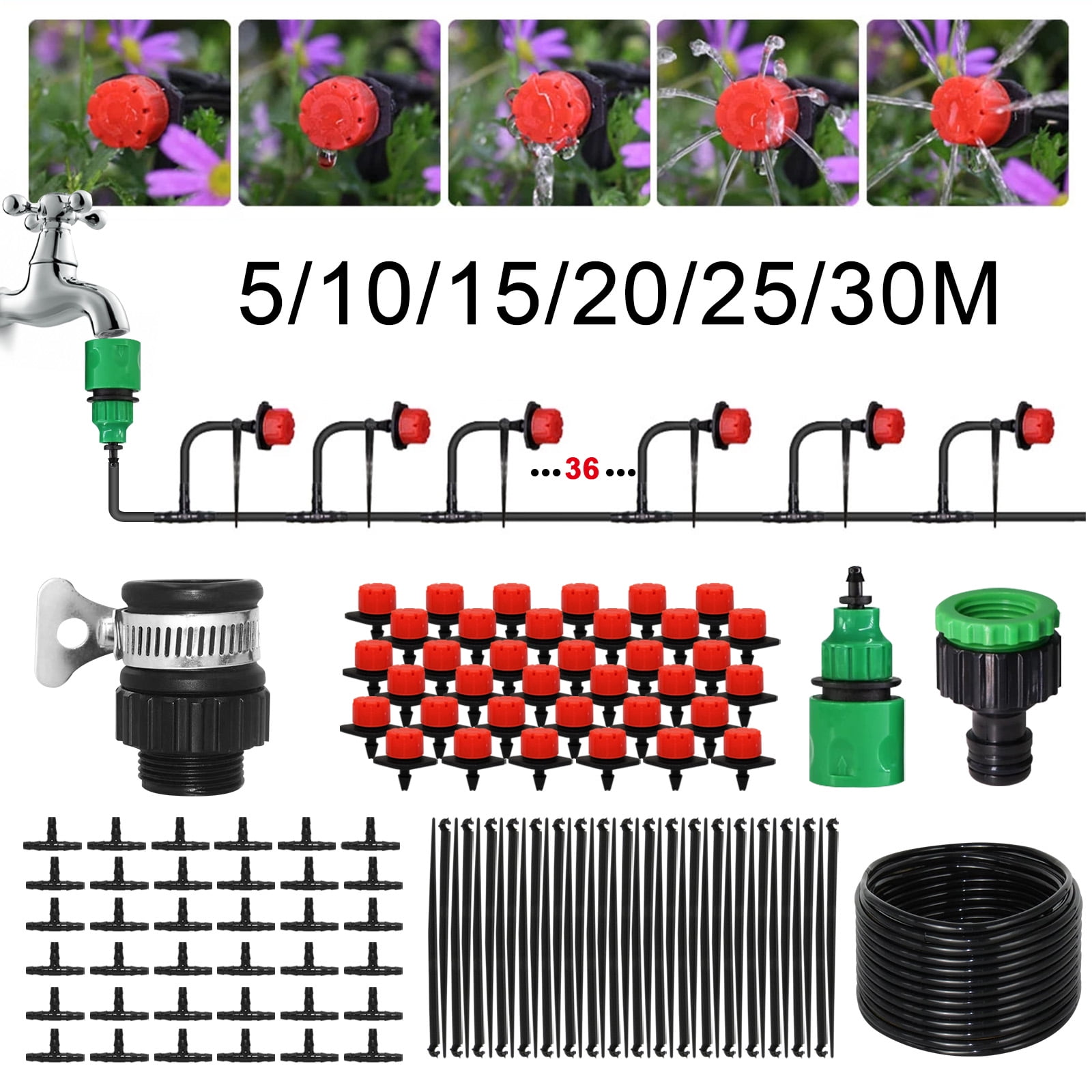 Rosnek 16.4Ft-98.4Ft Garden Irrigation System Watering Drip Kit ...