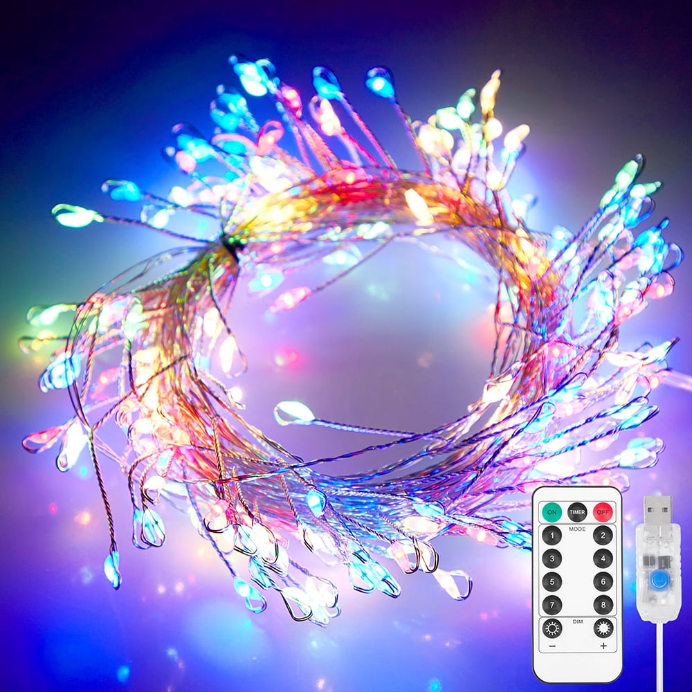 Rosnek 2 Pack LED Firecracker Fairy Lights USB Operated Remote Control ...