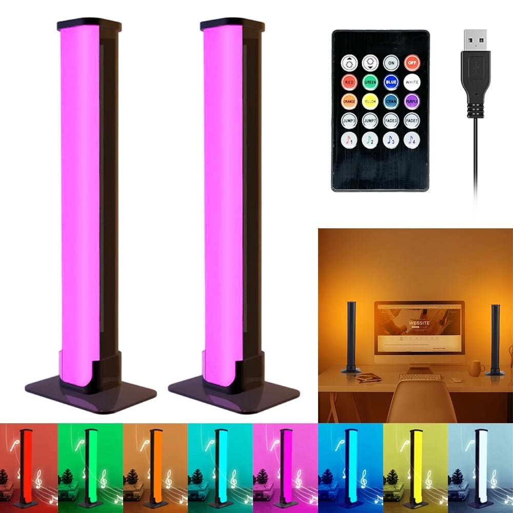Rosnek 2 Pack RGB LED Light Bars, Music Sync USB Powered Gaming Lights ...