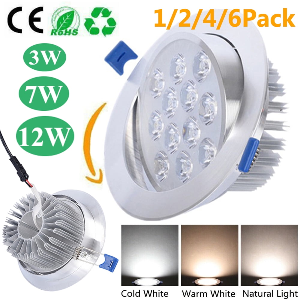 Rosnek 4 Pack LED Recessed Ceiling Light Downlight Aluminum Spotlight ...