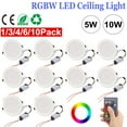 Rosnek 5W 10W Downlight RGBW Dimmable LED Ceiling Light Recessed Round ...