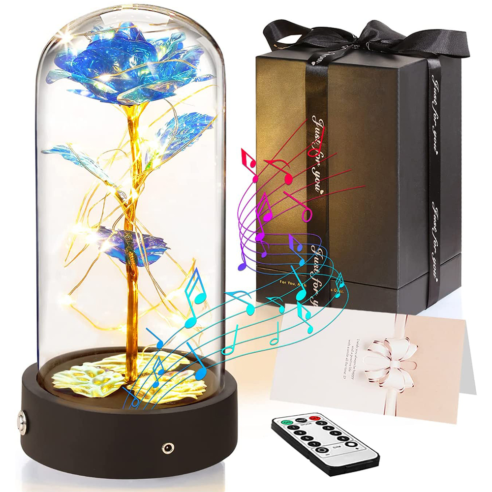 Rosnek Artificial Forever Rose Flower Rotated Music Box, Decorative ...