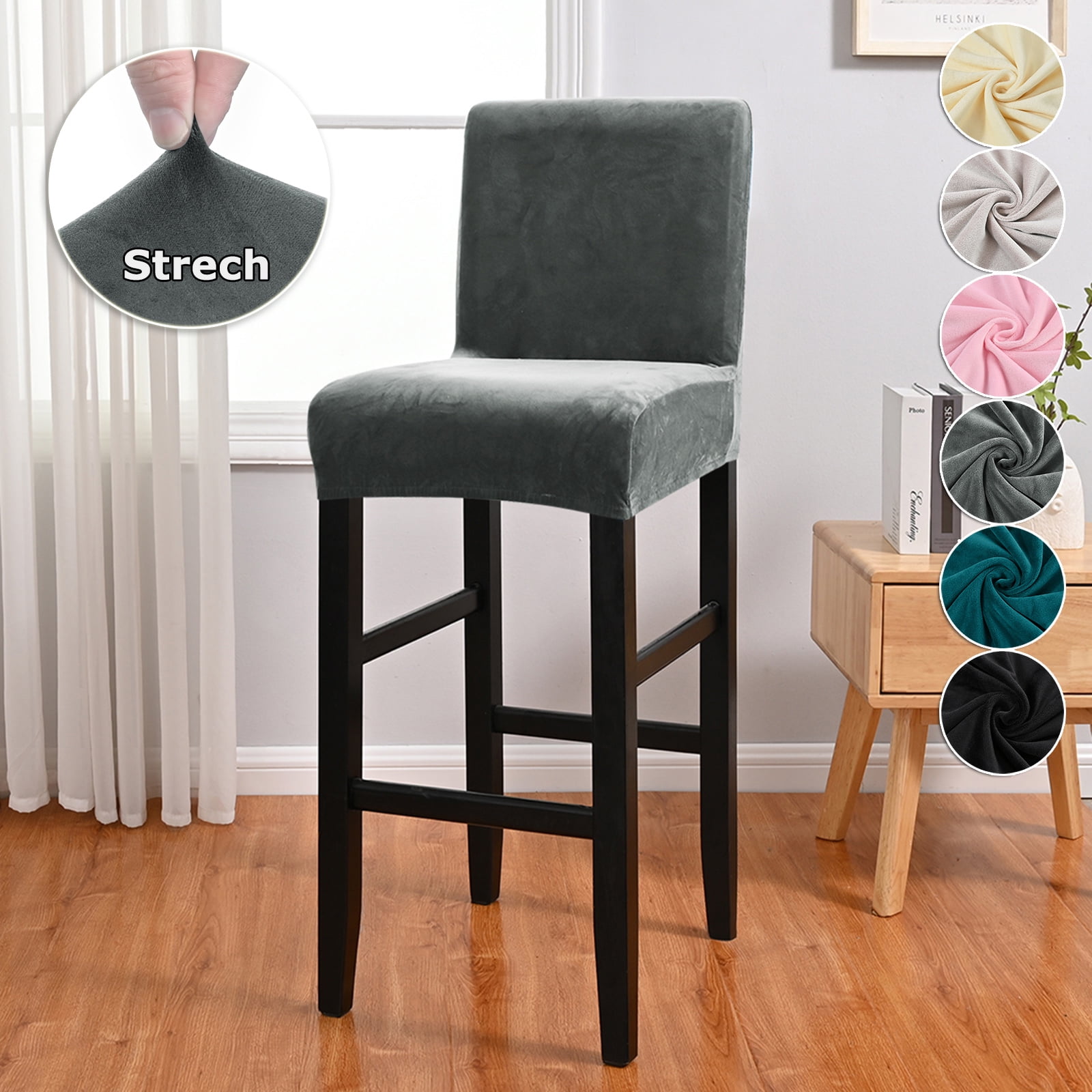 Rosnek Bar Stool Covers, 2 Pack Stretch Bar Stool Covers Chair ...