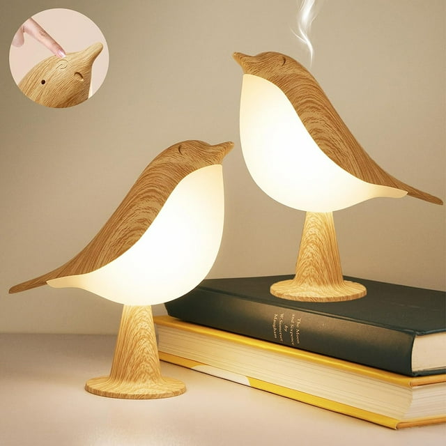Rosnek Bird LED Table Lamp, Touch Control Recharged Cordless Bedside ...