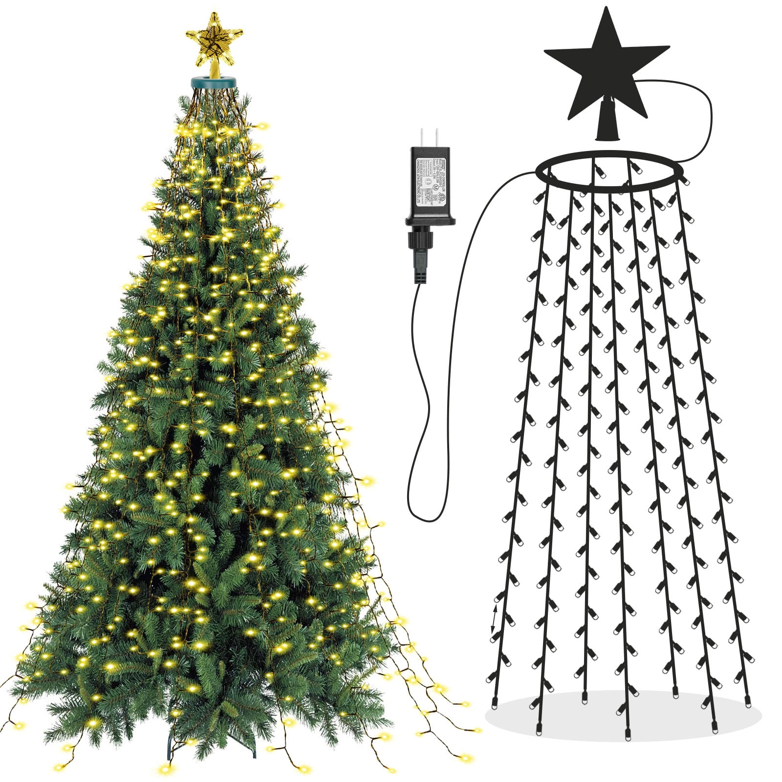 Rosnek Christmas Decorations Waterfall Lights, 8 Lighting Modes ...