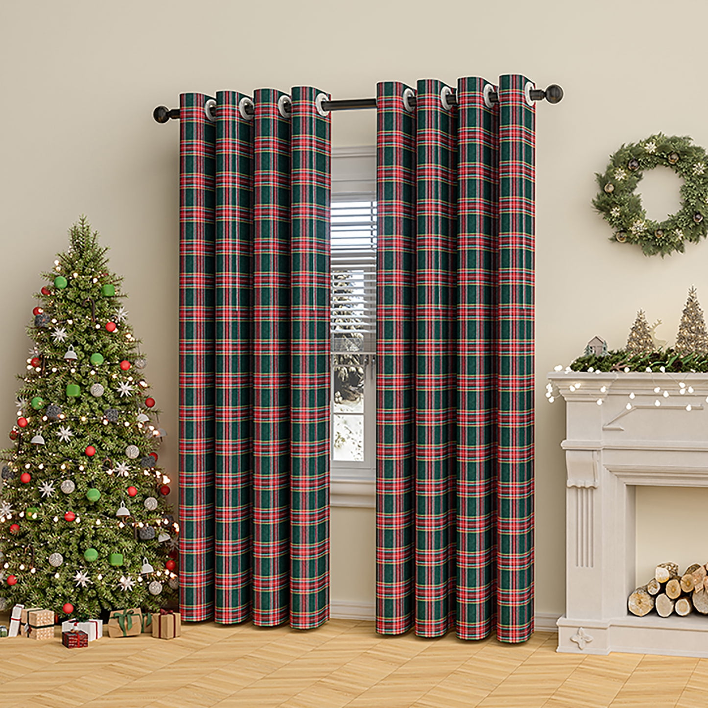 Rosnek Christmas Green and Red Plaid Curtains 2 Panels, Buffalo Check ...