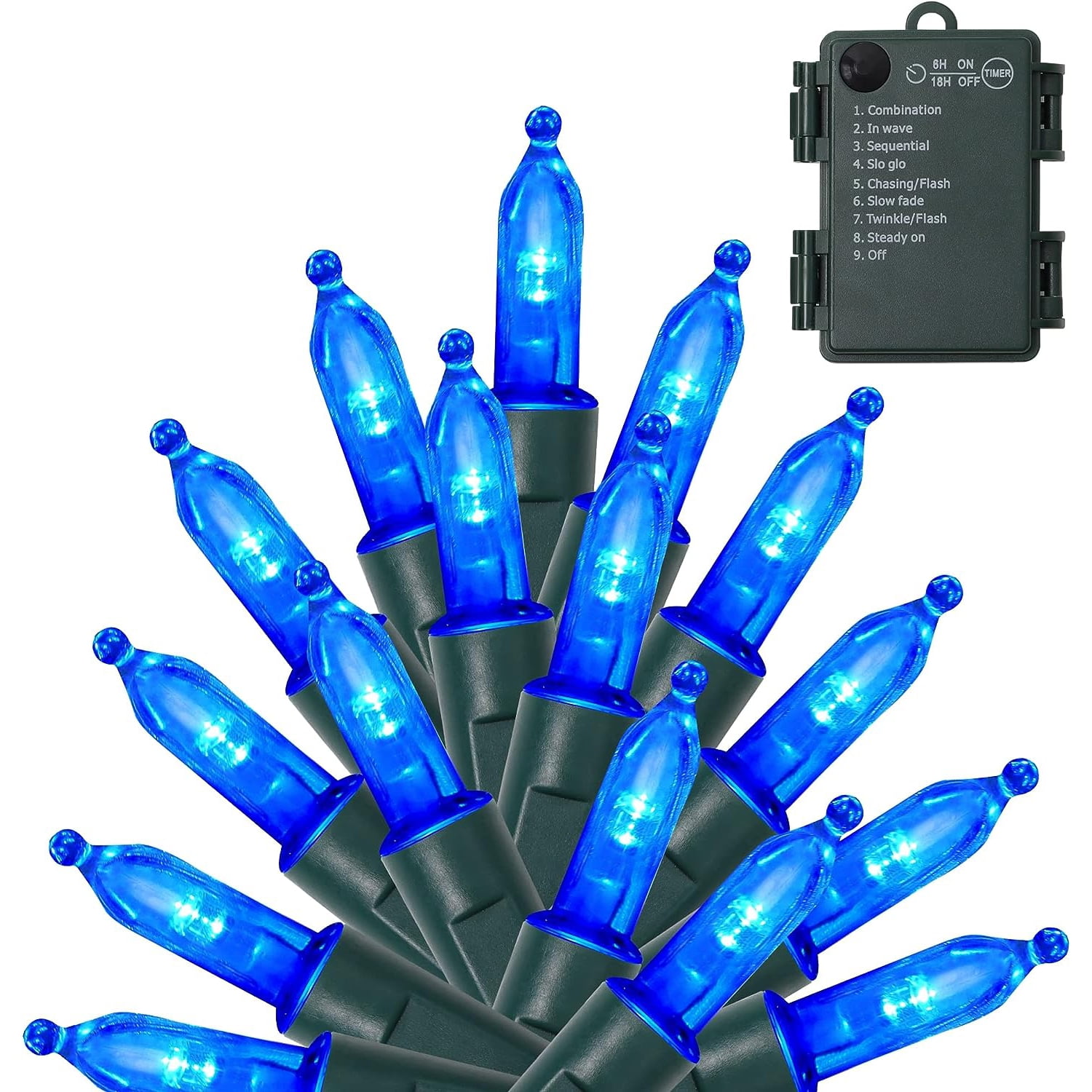 Rosnek Christmas LED String Light, 16.4FT 50LEDs Battery Operated 8 ...