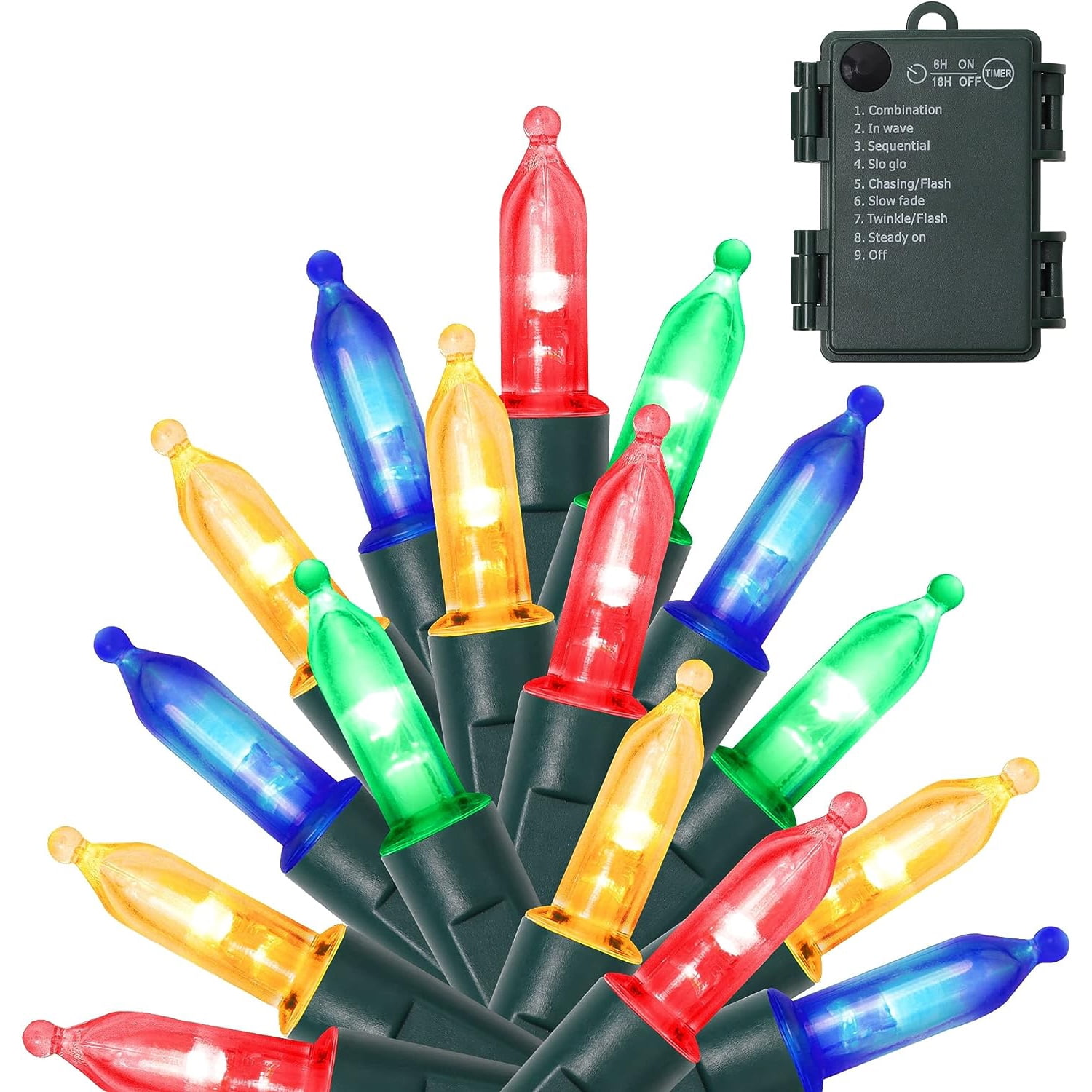 Rosnek Christmas LED String Light, 16.4FT 50LEDs Battery Operated 8 ...