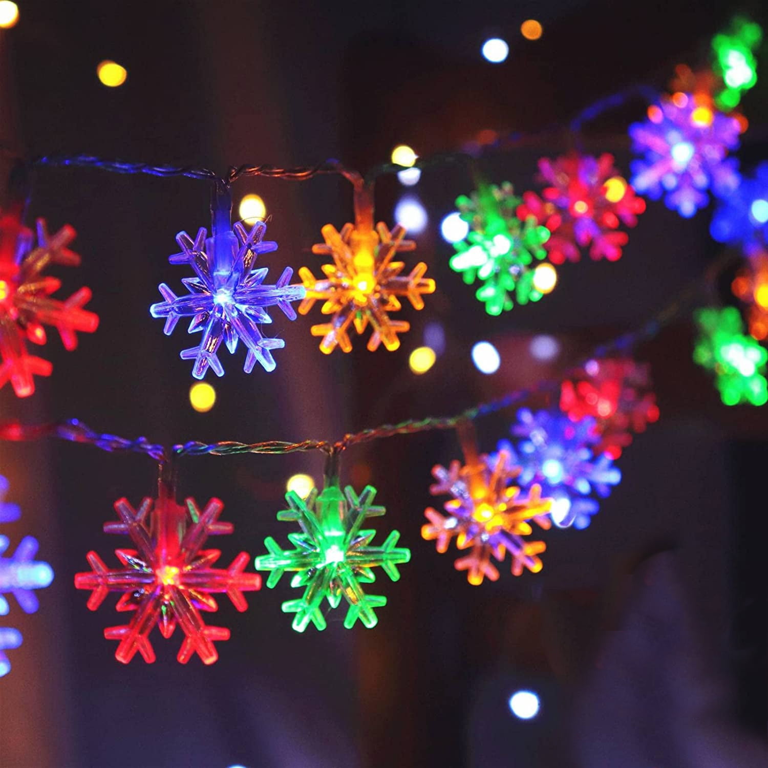Rosnek Christmas Snowflake String Lights, LED Battery Operated Fairy ...