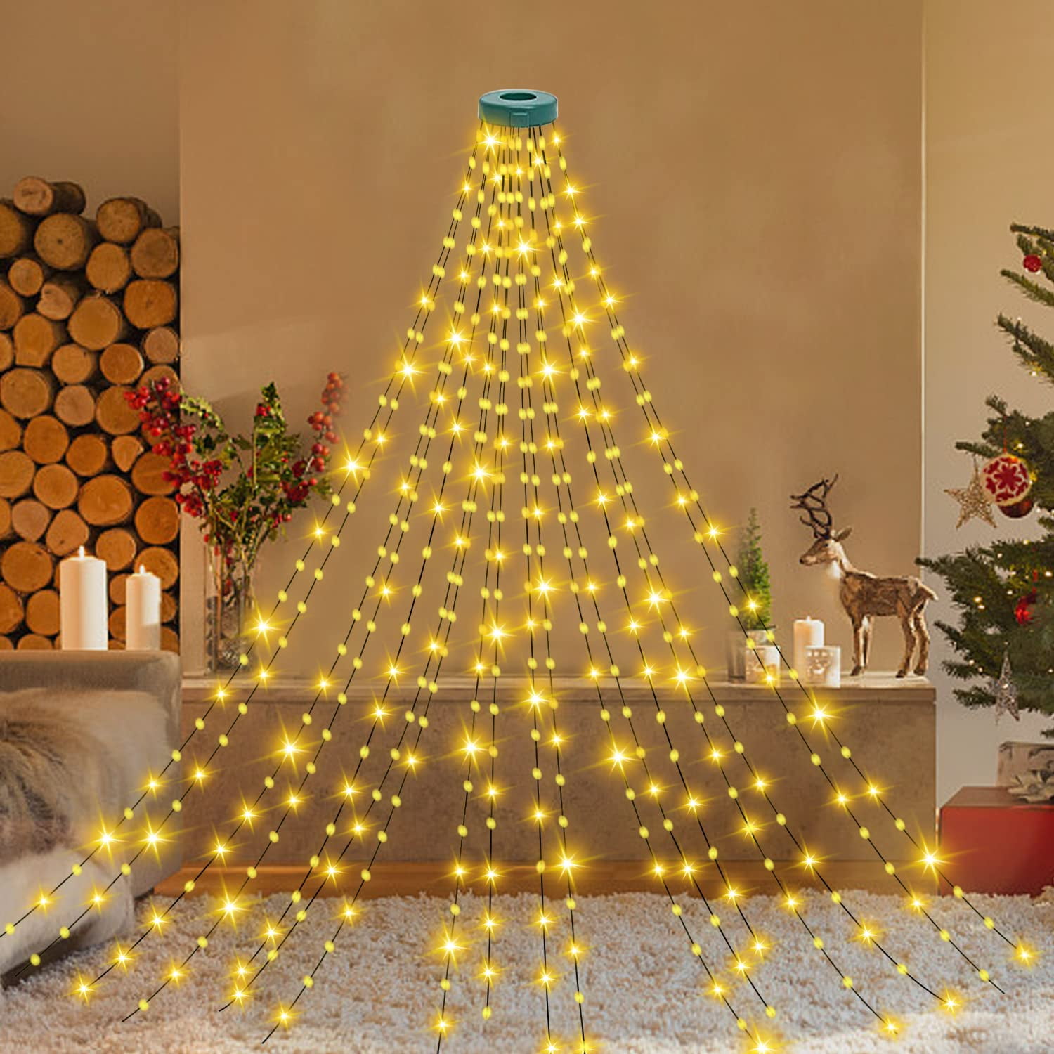 Rosnek Christmas Tree Lights, 5.8FT 16 Lines 400LED Christmas Tree ...