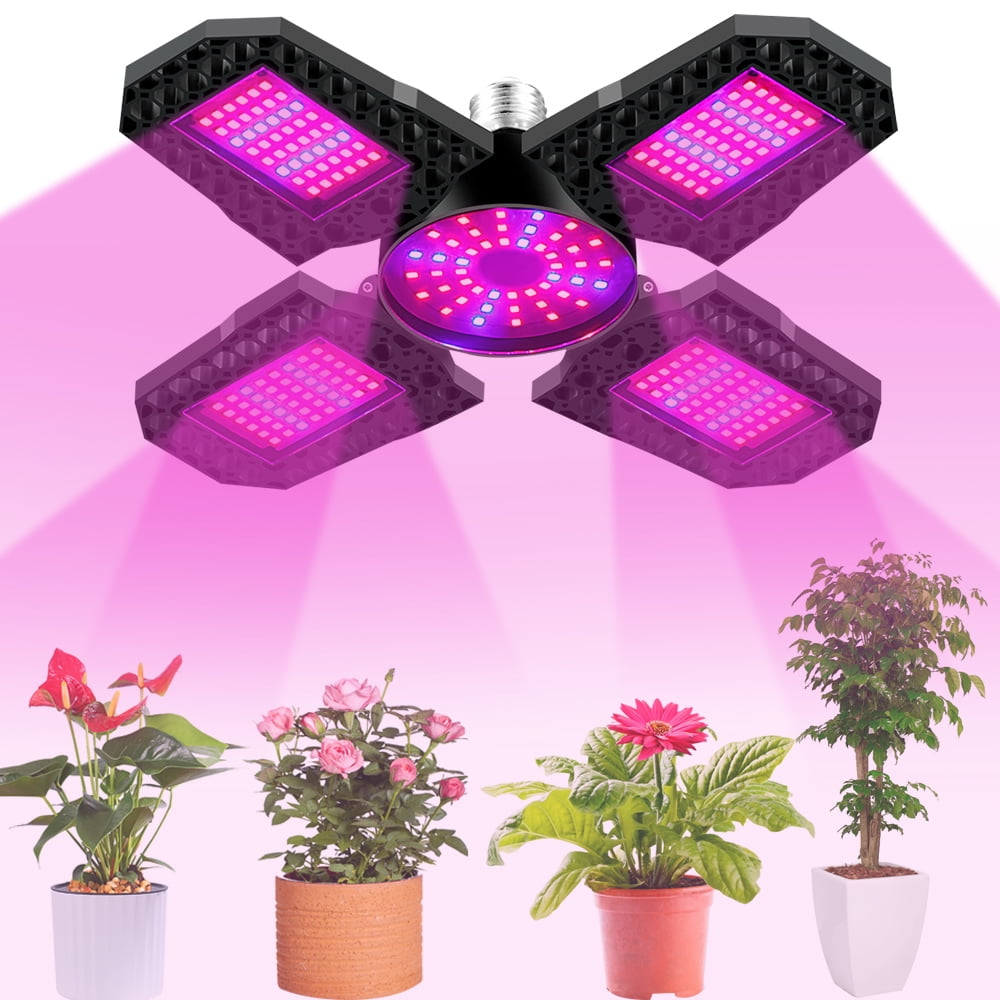 Rosnek E26/E27 Foldable LED Grow Light, Full Spectrum Red Blue Plant ...