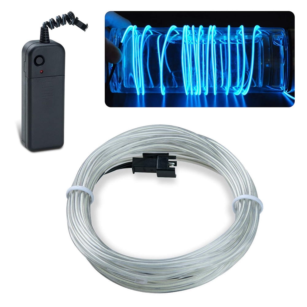 Rosnek EL Wire 10 colors, 1/2/3/4/5M Portable El Neon Lights Kits ...