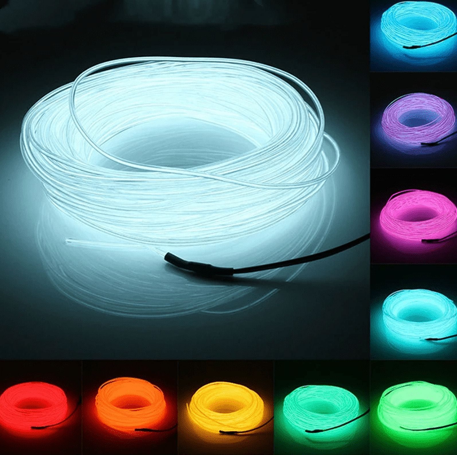 Rosnek EL Wire 10 colors, 1/2/3/4/5M Portable El Neon Lights Kits ...