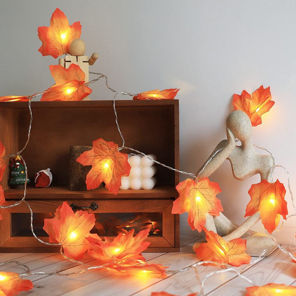 Rosnek Fall Decorations Maple Leaf Light Twinkle Hanging Lighting ...
