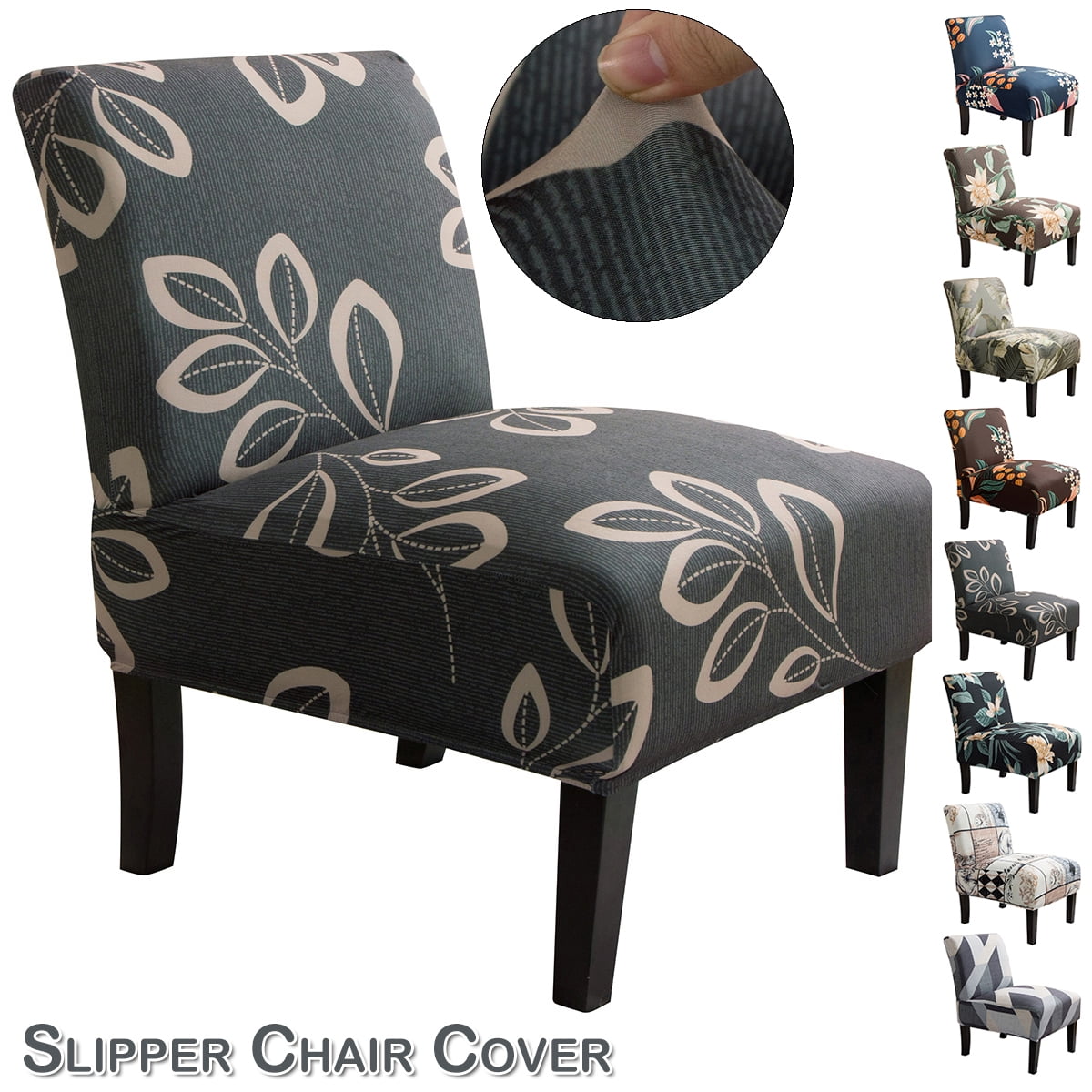 Rosnek Floral Armless Chair Slipcover Removable Accent Chairs Covers ...