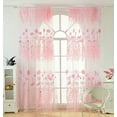 Rosnek Floral Print Tulle Sheer Curtains For Living Room Divider Window ...