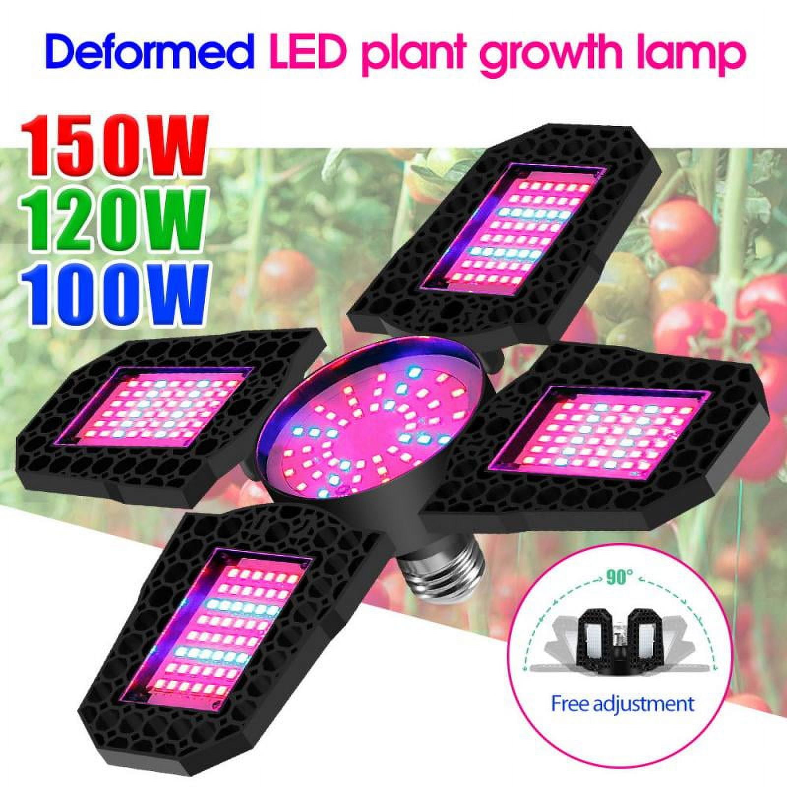 Rosnek Foldable E26/E27 LED Plant Grow Light Bulb, Full Spectrum 100 ...