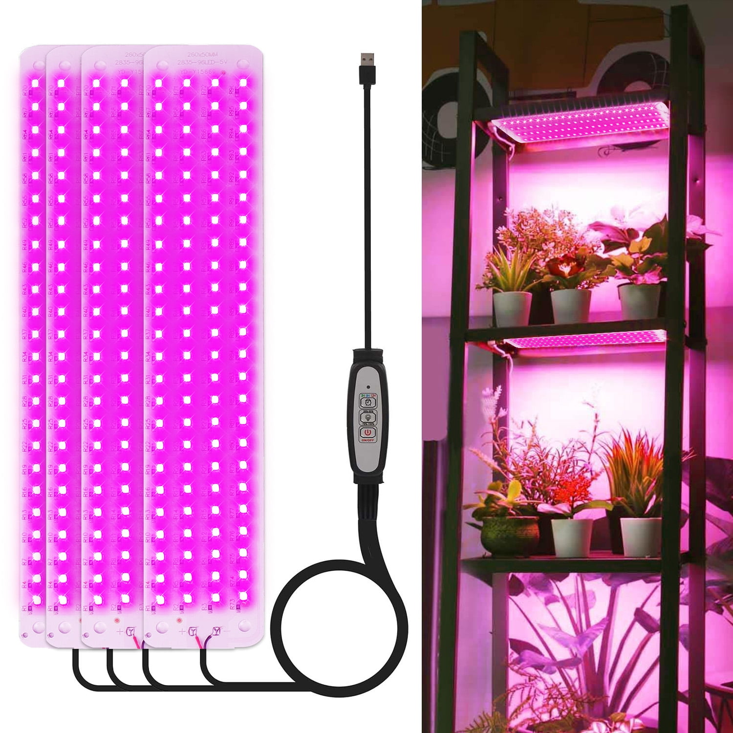 Rosnek Full Spectrum LED Grow Lights for Indoor Plants, 6 Dimmable ...